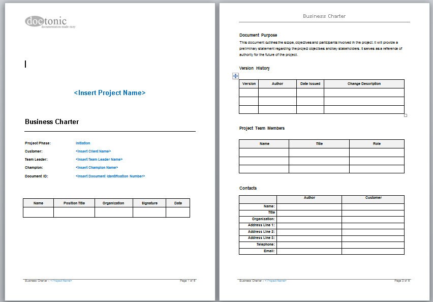 Business Charter Template - Etsy