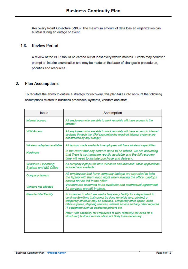 Business Continuity Plan Template - Etsy