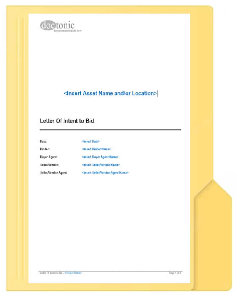 Letter of Intent to Bid Template - Etsy
