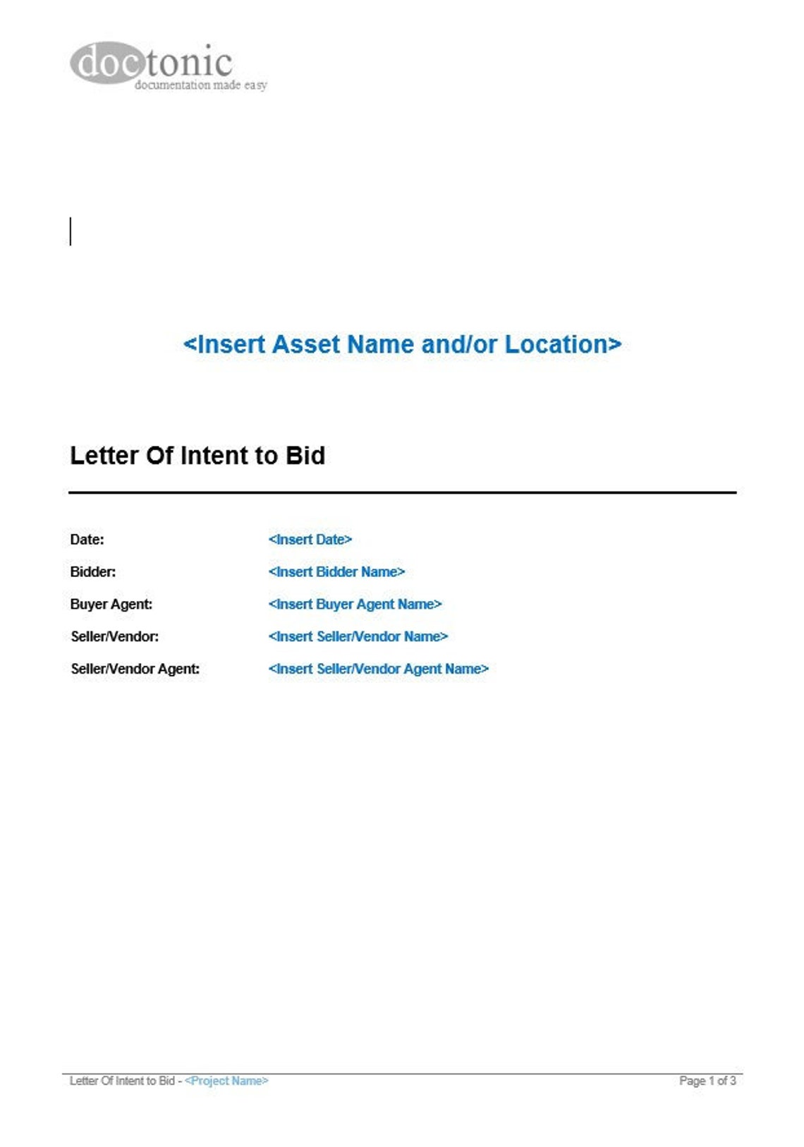 Letter of Intent to Bid Template - Etsy