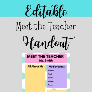 Editable Meet the Teacher Handout-back to School-teacher Resources ...