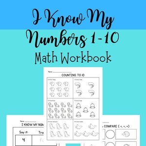 I Know My Numbers 1 to 10 Workbook-fun Prek to 1st Grade Math Printable ...