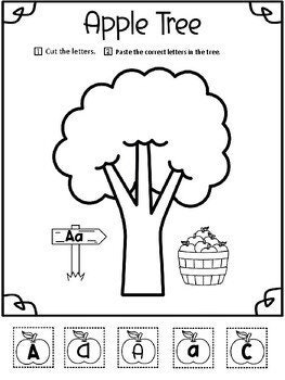 Cut & Paste Alphabet Activity-apple Theme-small Motor - Etsy