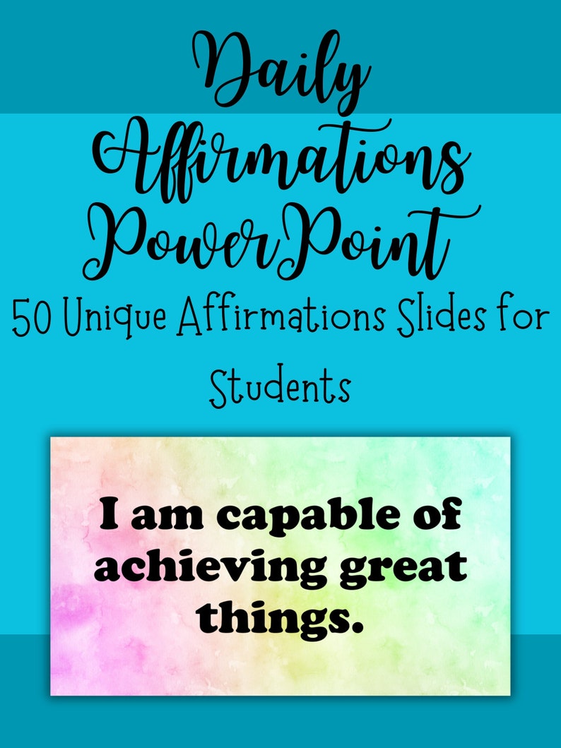 Daily Affirmations PPT for Student-50 Unique Affirmations to ...