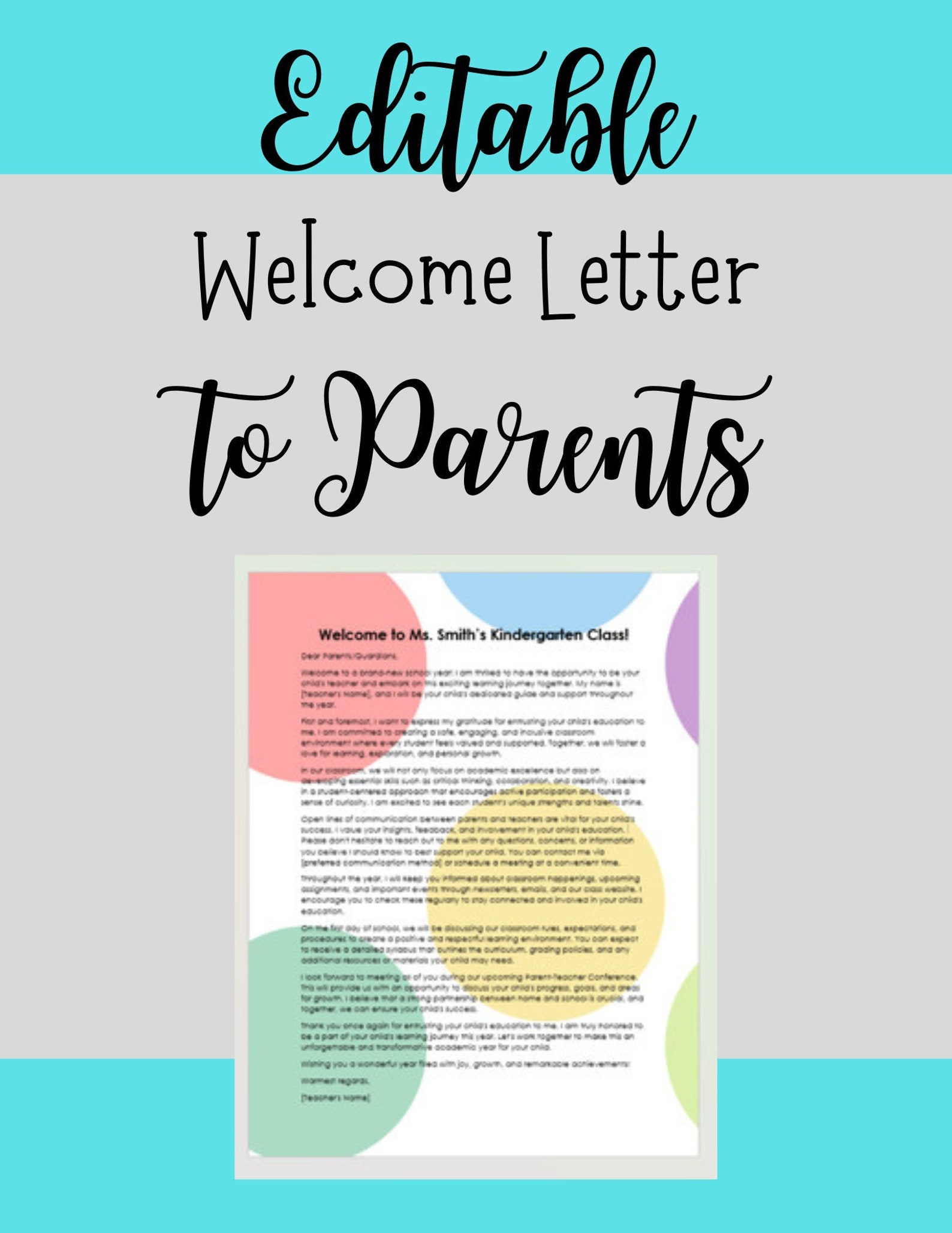 Editable Back to School Welcome Letter to Parents-teacher Resources ...