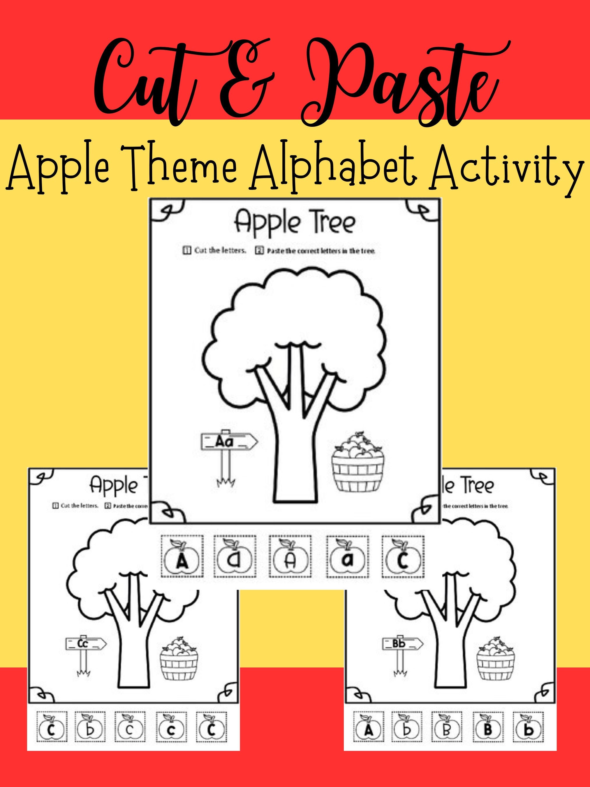 Cut & Paste Alphabet Activity-apple Theme-small Motor - Etsy