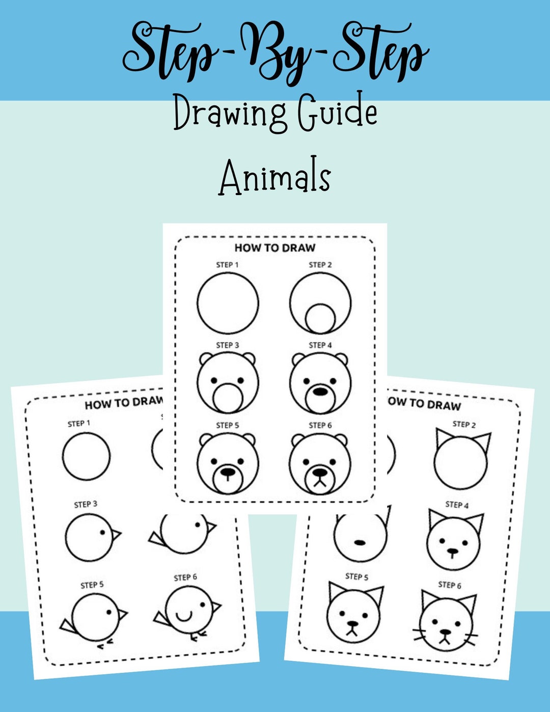 Step-by-step Drawing Guide for Kids- Learn to Draw Animals-printable ...