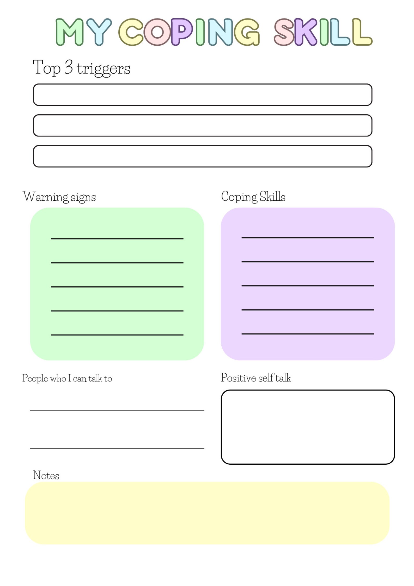 Behavior Workbook for Students-coping Skills-behavior Chart-trigger ...