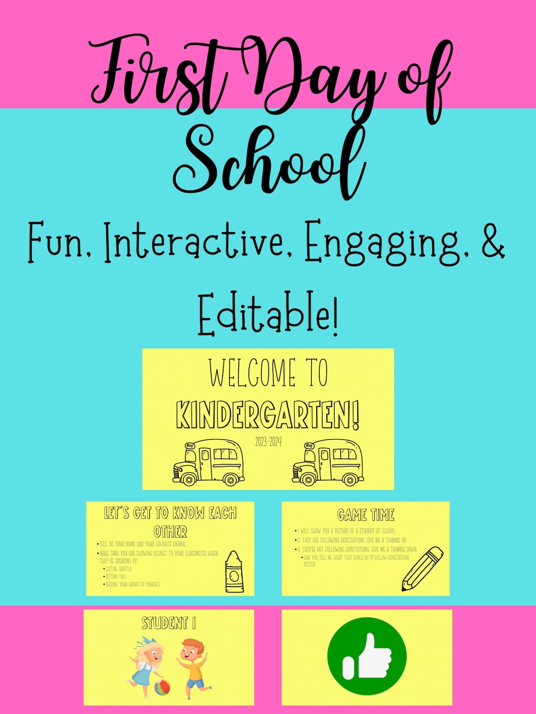 First Day of School Time Saving Powerpoint- 39 Fun, Interactive ...