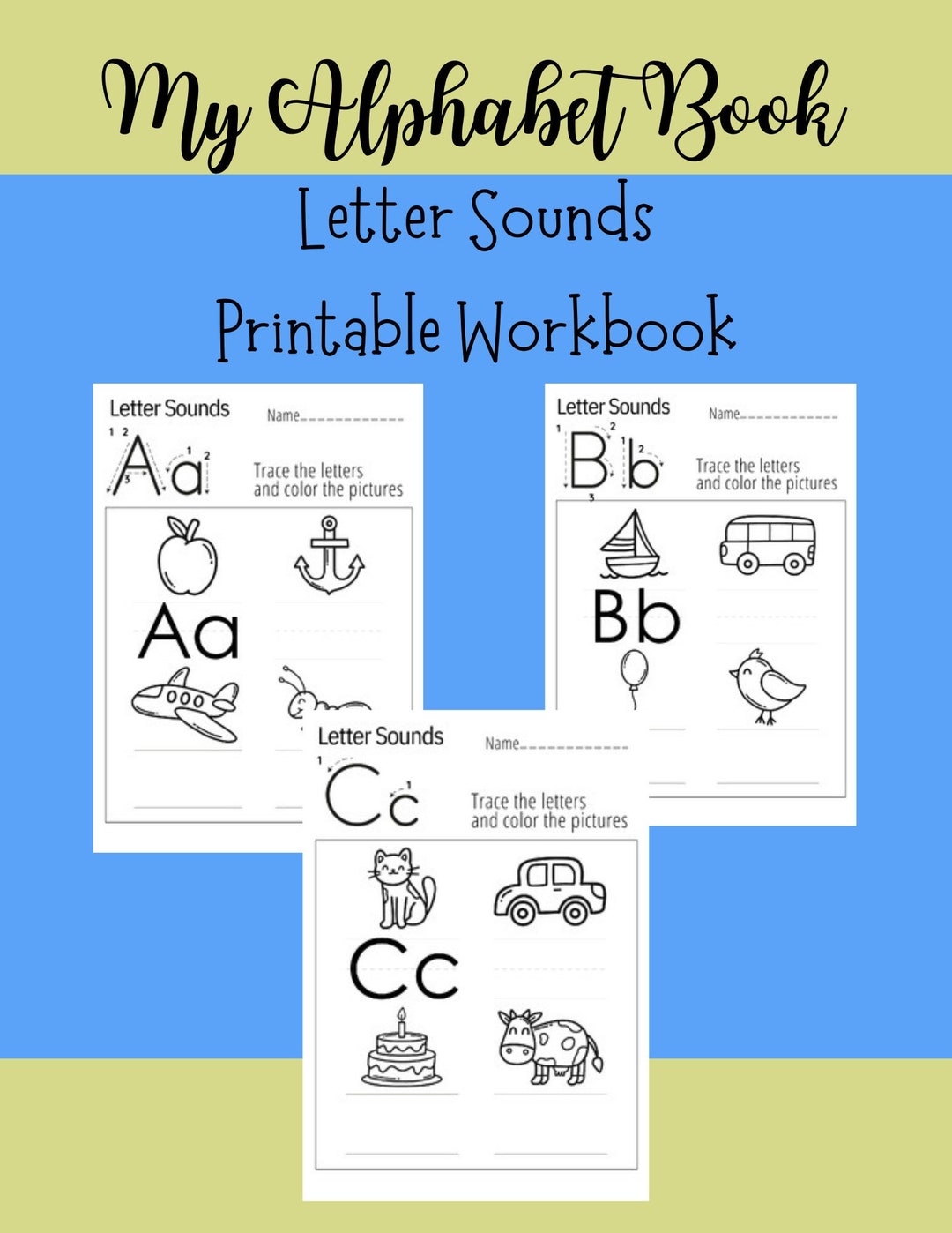 My Alphabet Book- Letter Sounds-printable Workbook With Cover-phonics ...
