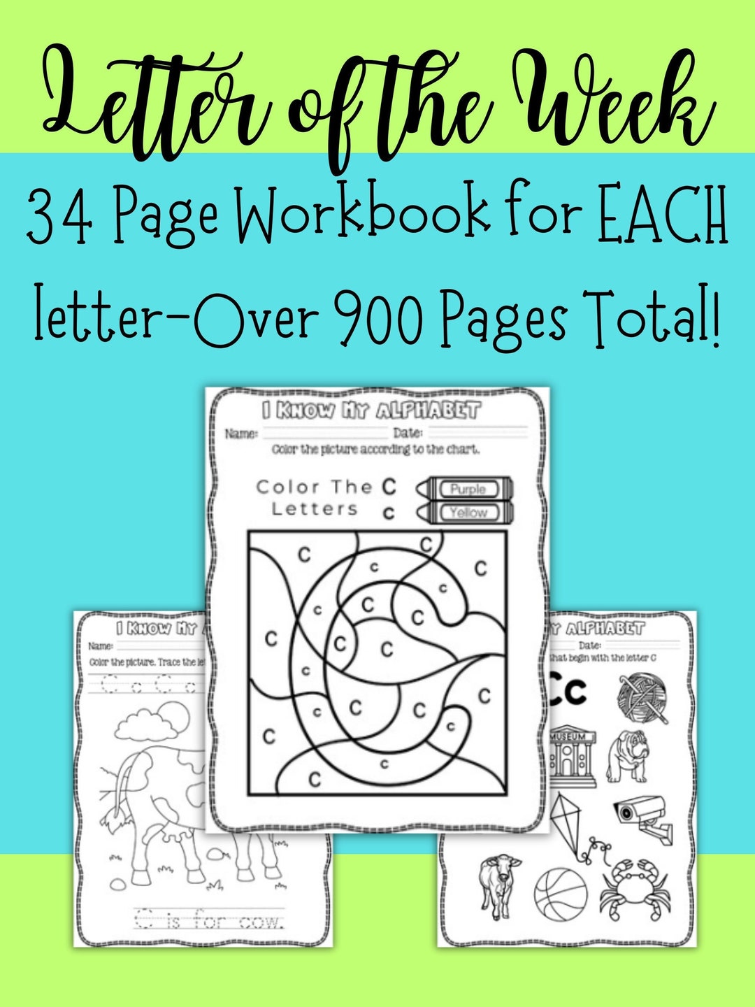 Letter of the Week Workbook Bundle-over 900 Pages-all 26 Letters ...