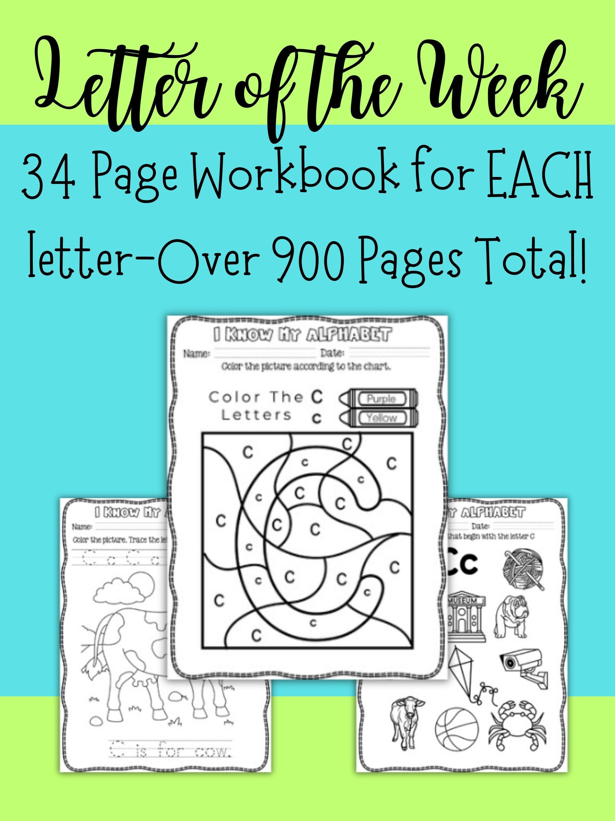 Letter of the Week Workbook Bundle-over 900 Pages-all 26 Letters ...