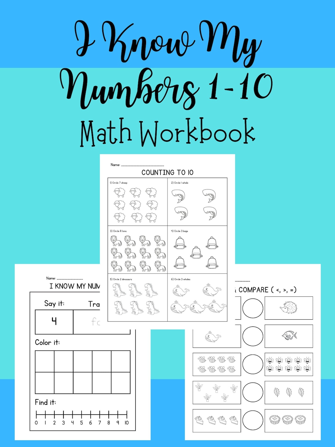 I Know My Numbers 1 to 10 Workbook-fun Prek to 1st Grade Math Printable ...
