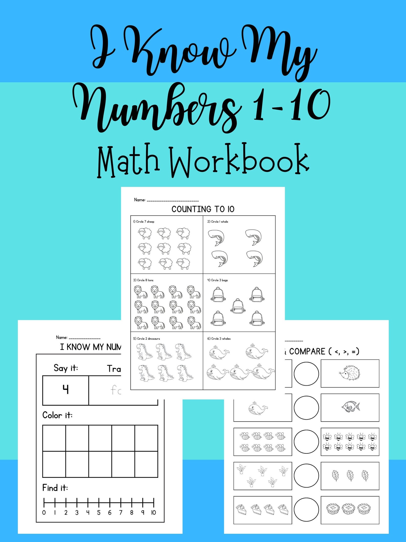 I Know My Numbers 1 to 10 Workbook-fun Prek to 1st Grade Math Printable ...