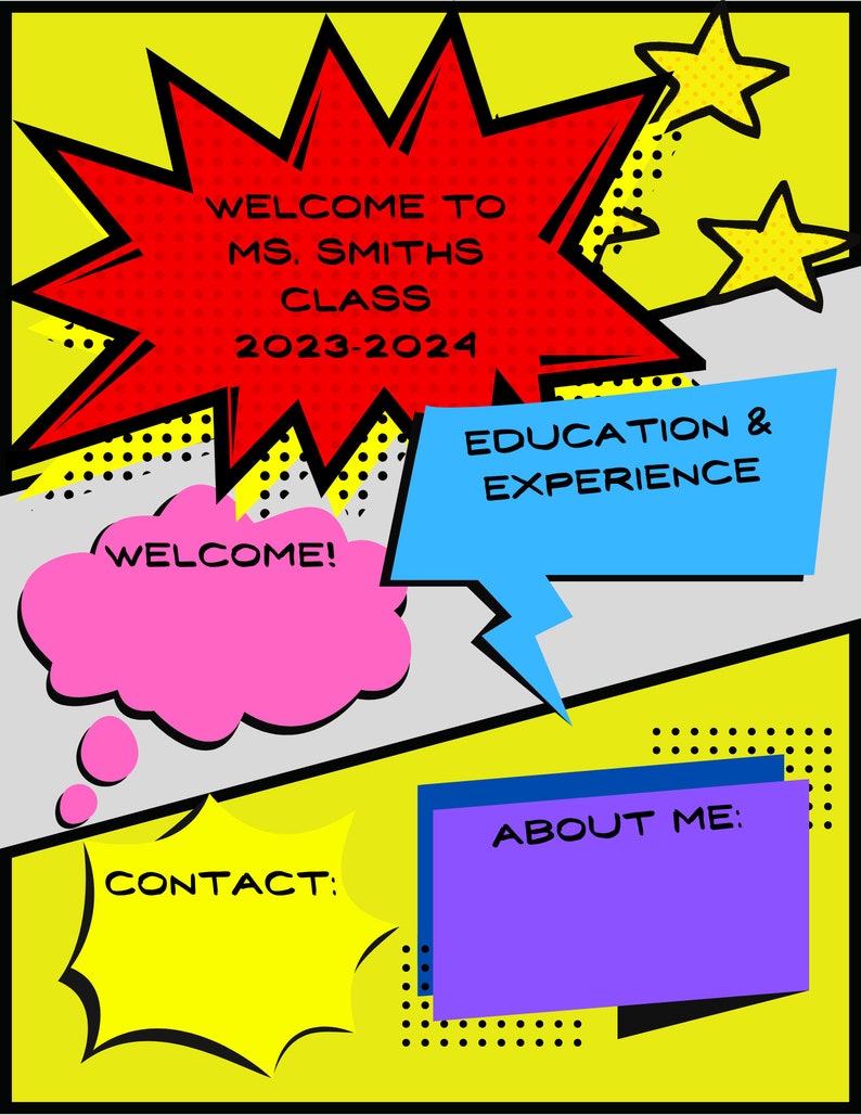 Comic Book Theme Back to School Handouts-9 Editable Handouts for ...