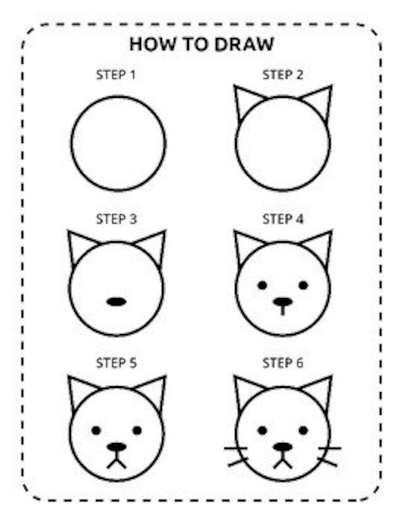 Step-by-step Drawing Guide for Kids- Learn to Draw Animals-printable ...