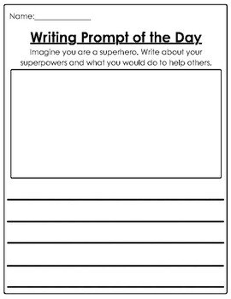 Kids Daily Writing Prompt Printable Workbook With Cover-100 Unique ...