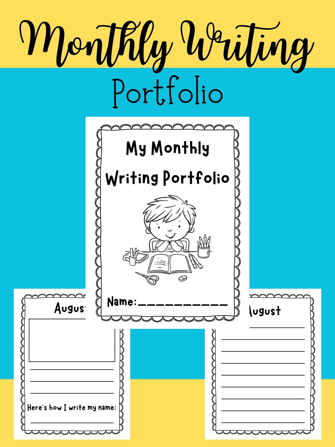 Monthly Writing Portfolio: Student Progress Tracker-parent-teacher ...