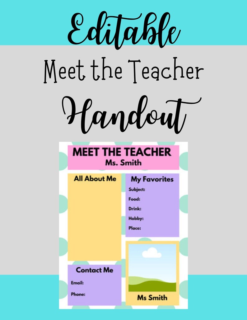 Editable Meet the Teacher Handout-back to School-teacher Resources ...