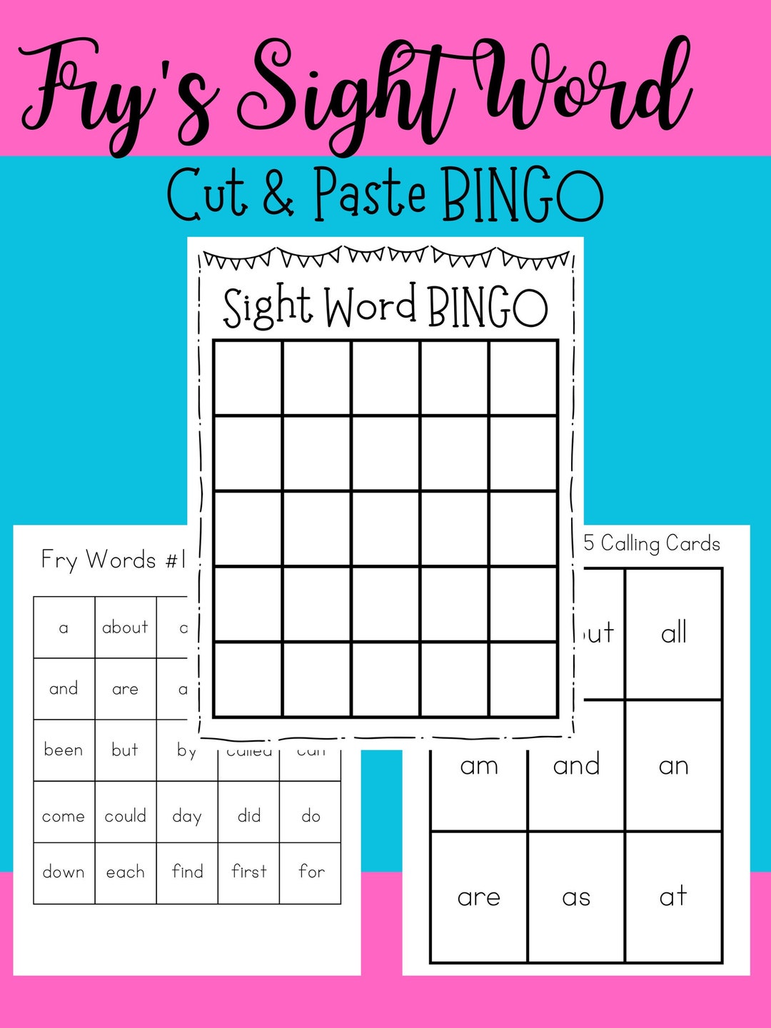 Fry's Sight Words Cut & Paste Bingo-words #1-100-sight Word Reading ...