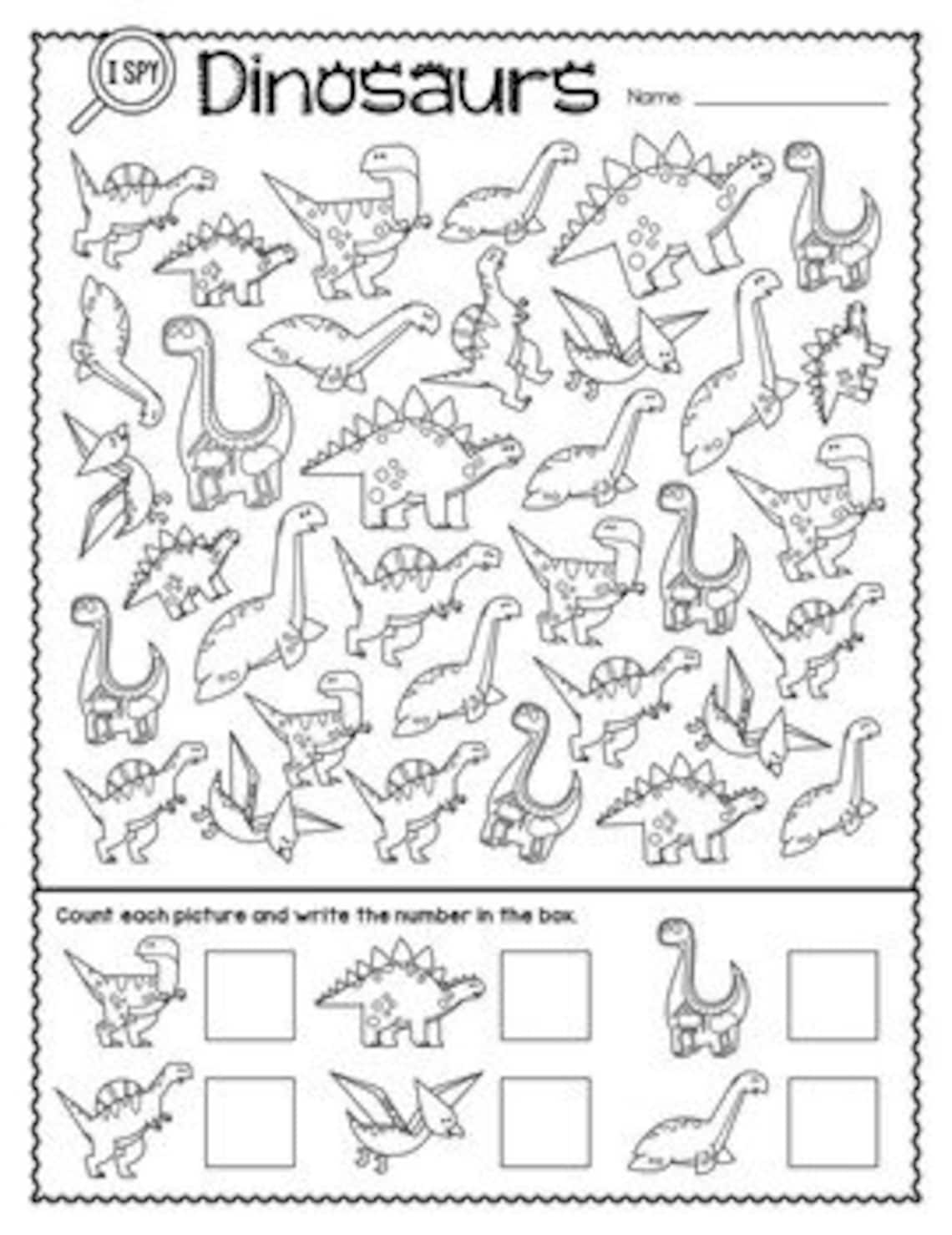 Ispy-dinosaur Theme-10 Printable Ispy Worksheets-busy Binder-busy Bag ...