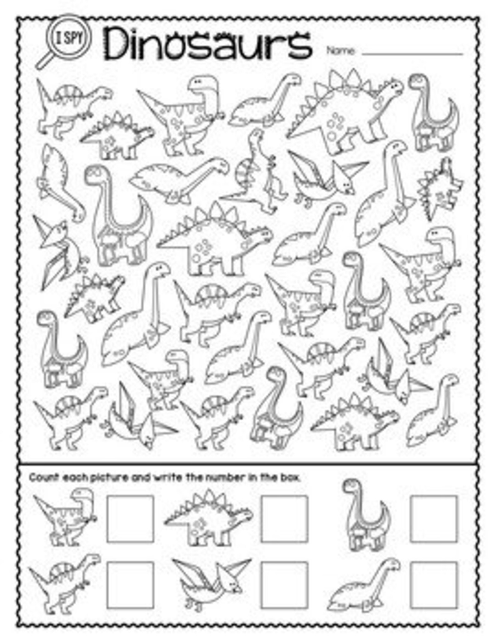 Ispy-dinosaur Theme-10 Printable Ispy Worksheets-busy Binder-busy Bag ...
