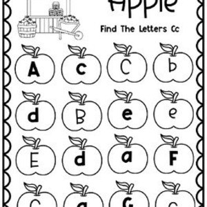 Find the Letter Workbook-all 26 Letters Included-apple Theme-prek to ...