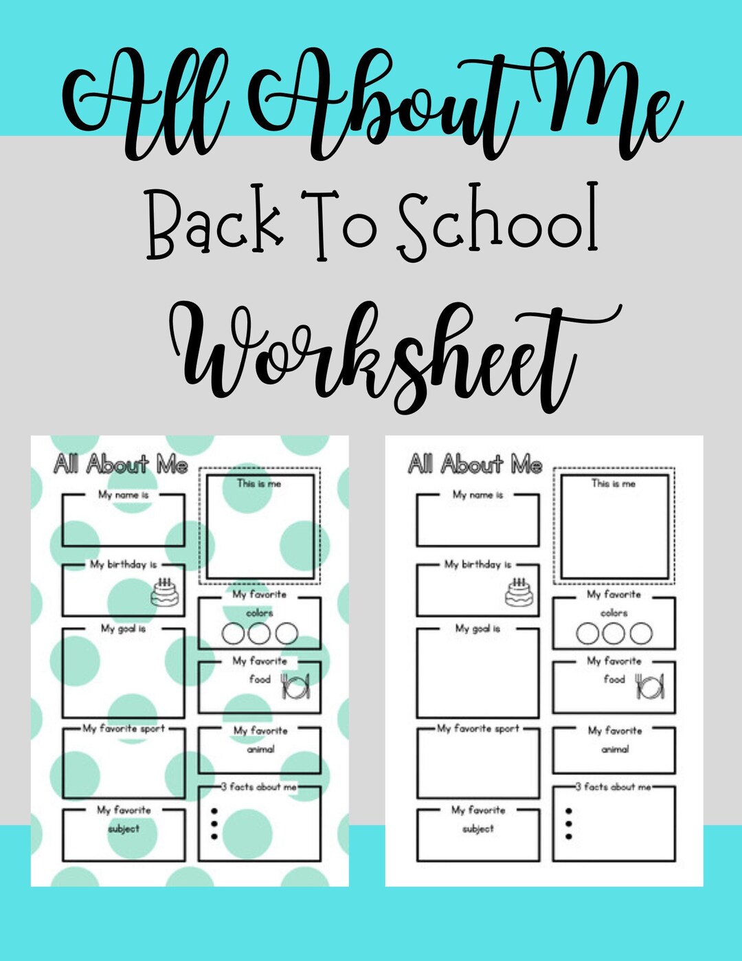 All About Me Back to School Worksheet-first Day of School Activity - Etsy