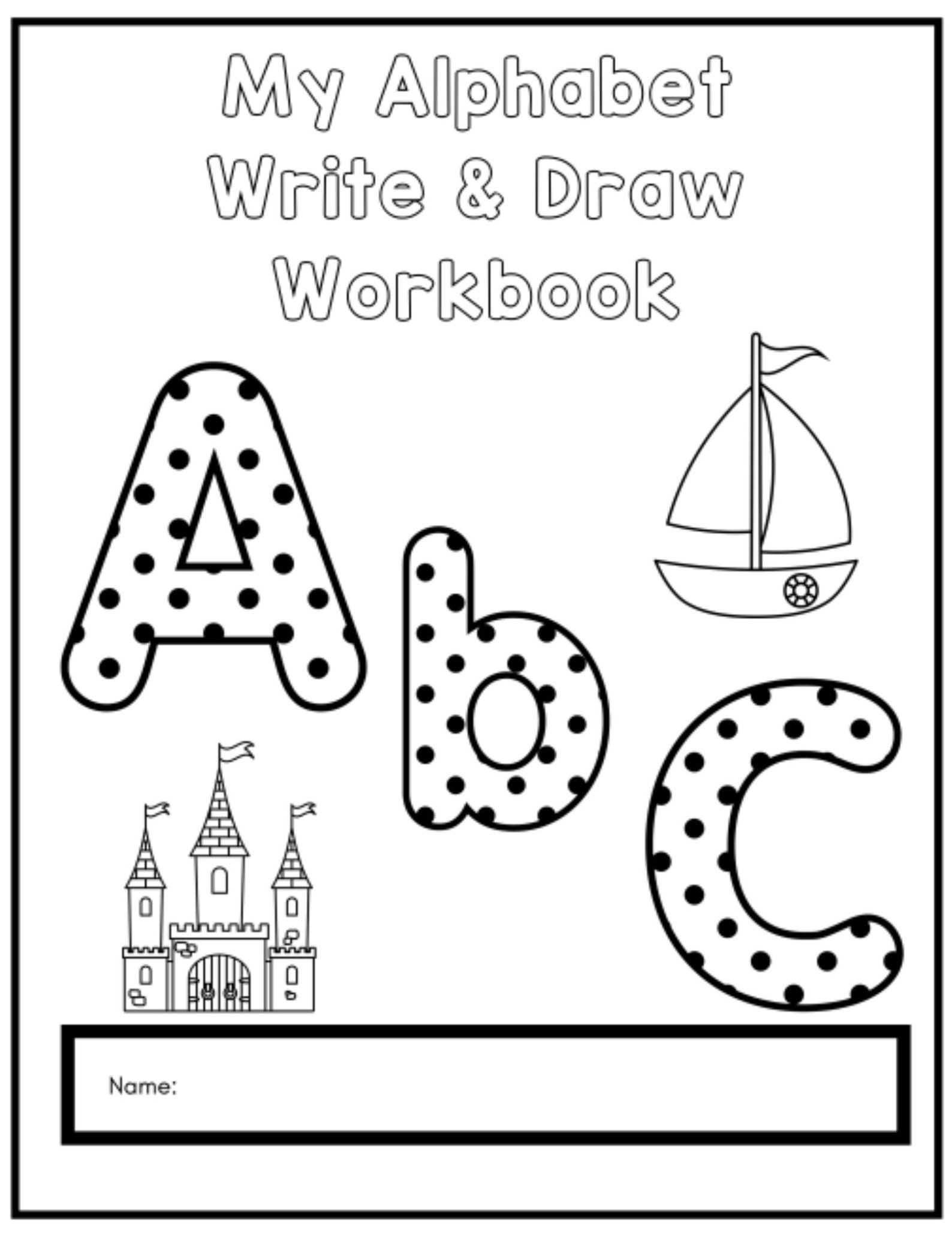 Alphabet Draw & Trace Printable Workbook With Cover-prek to 1st Grade ...