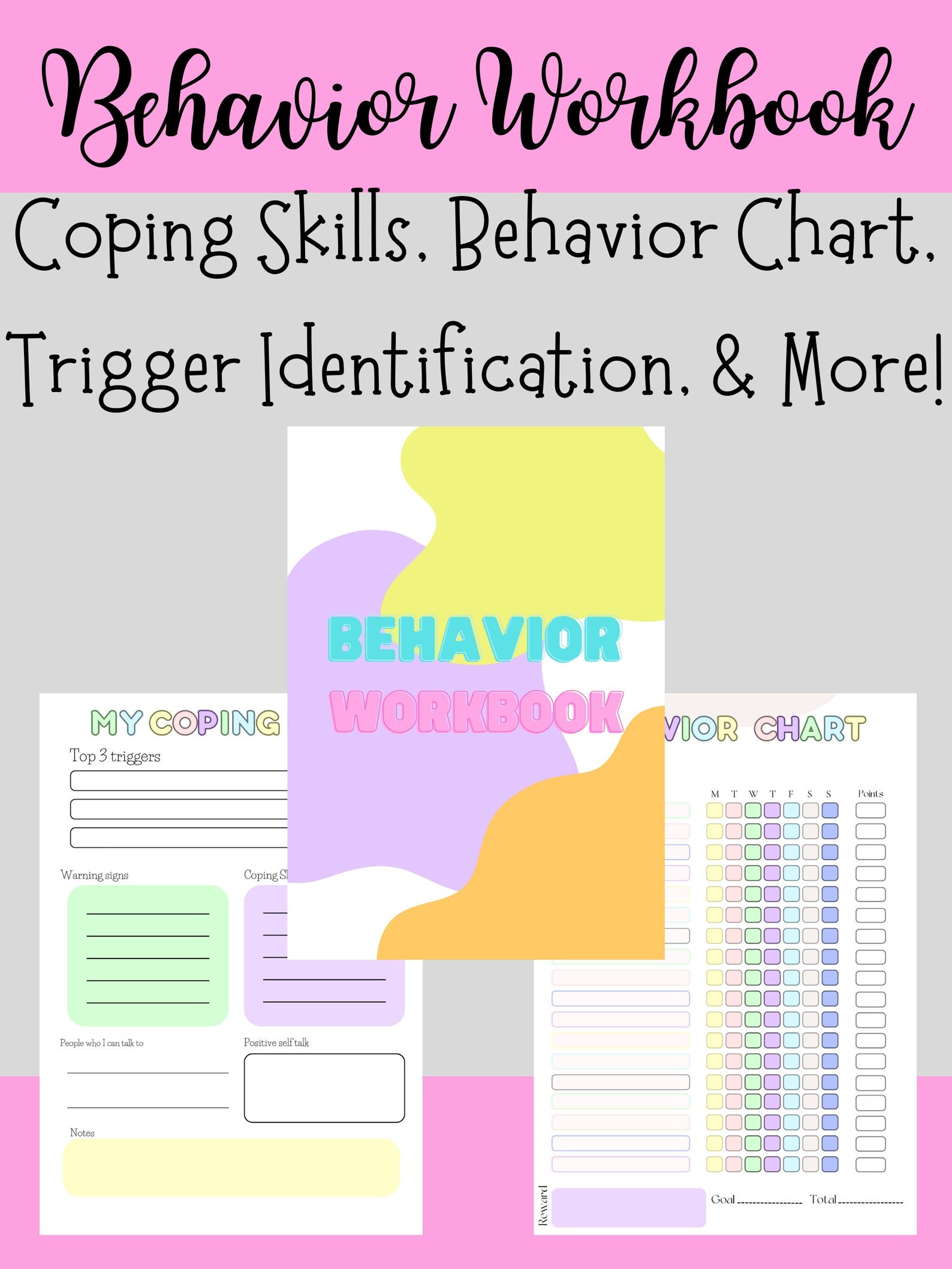 Behavior Workbook for Students-coping Skills-behavior Chart-trigger ...