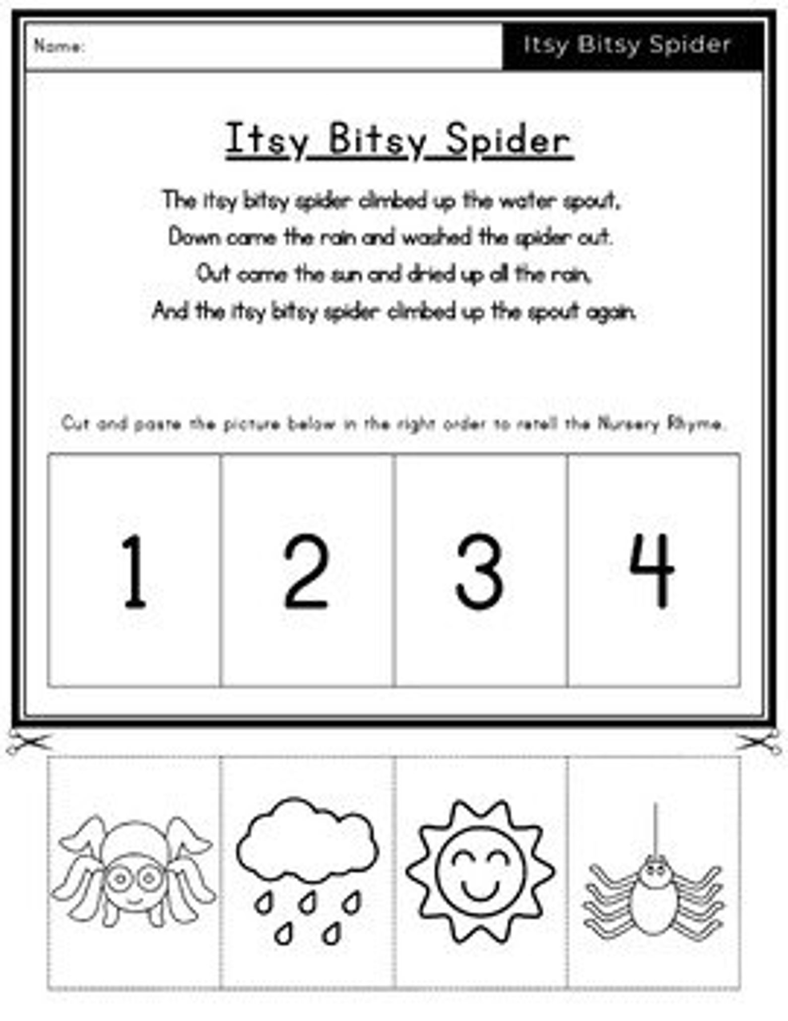 Nursery Rhyme Cut & Paste Sequencing Printable Worksheets-reading ...