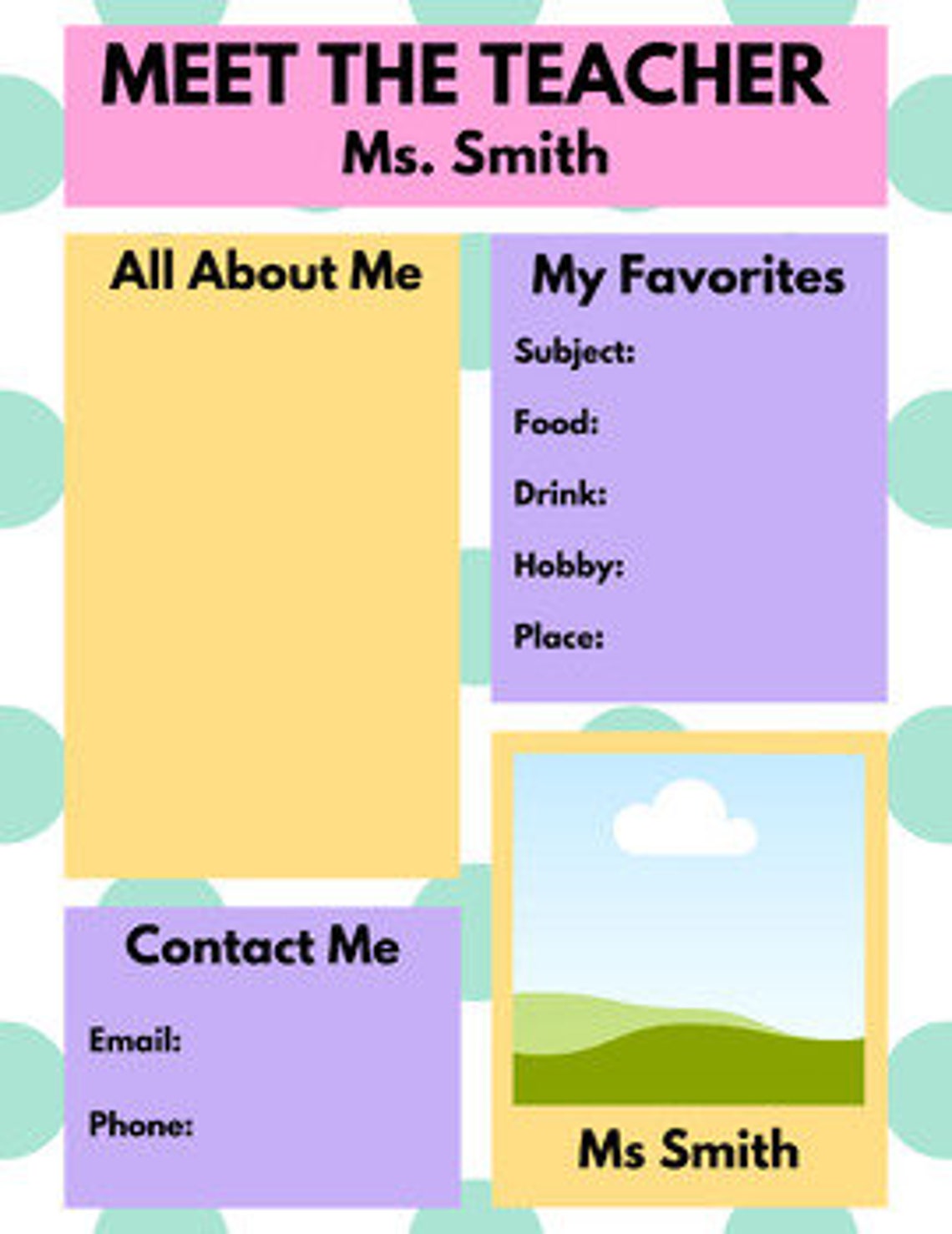 Editable Meet the Teacher Handout-back to School-teacher Resources ...