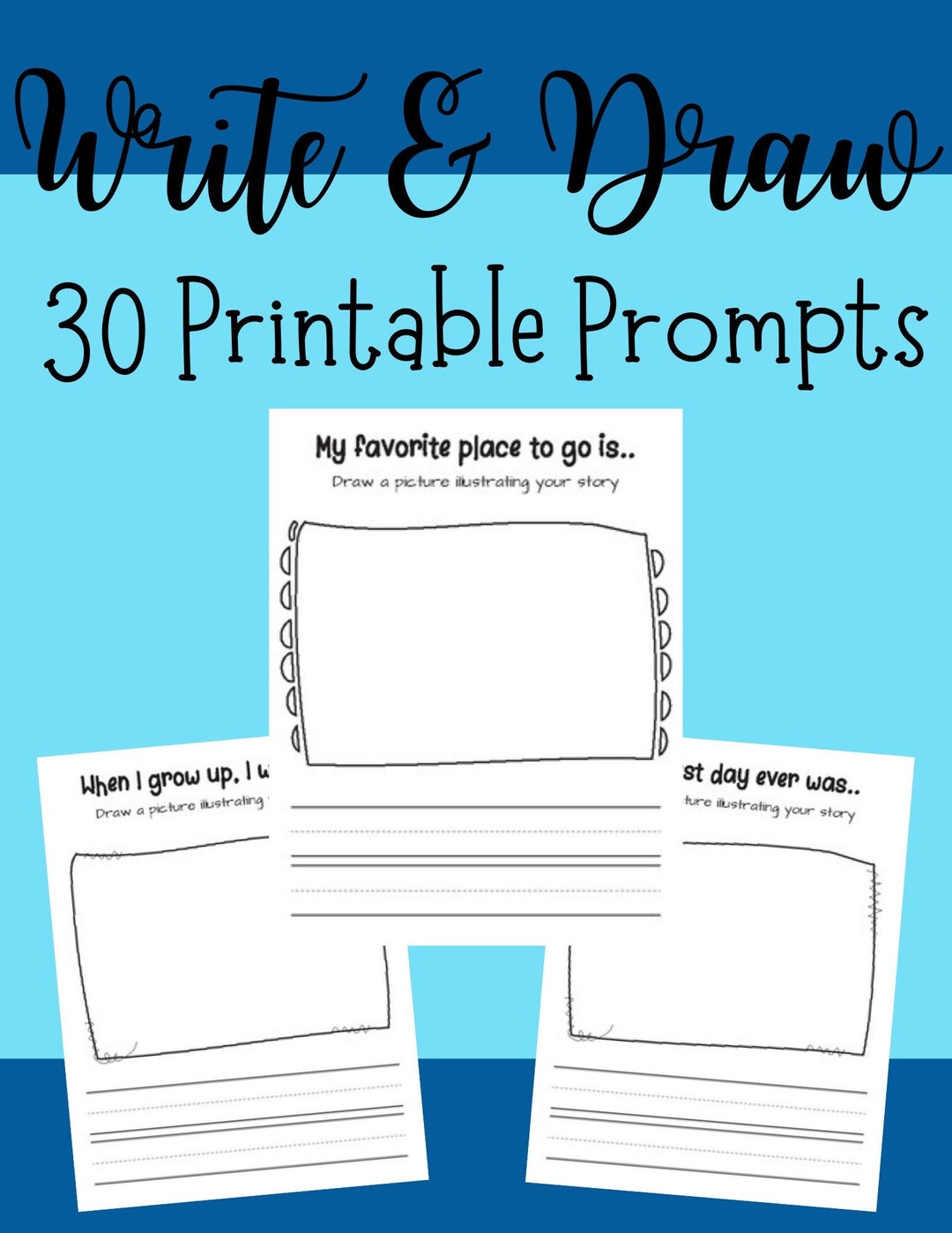 30 Printable Write & Draw Prompts for Kids-writing Activity-creative ...