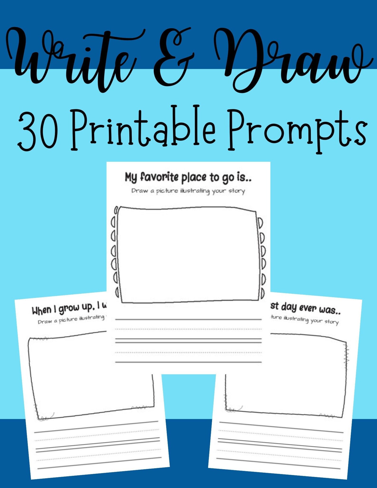 30 Printable Write & Draw Prompts for Kids-writing Activity-creative ...