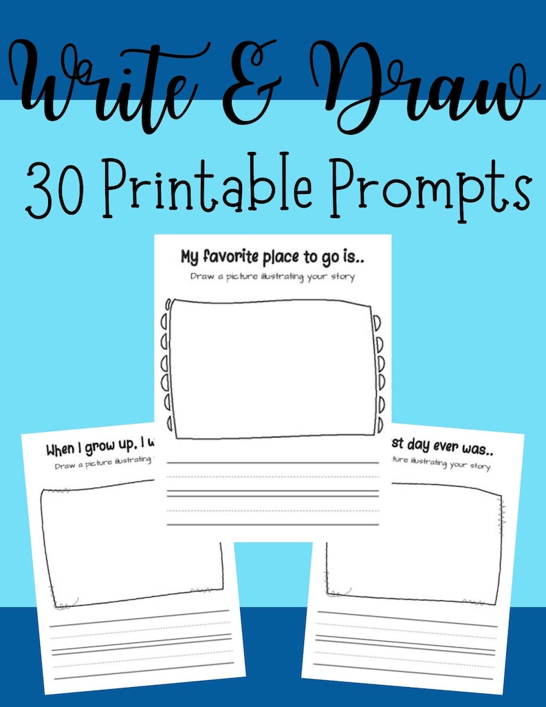 30 Printable Write & Draw Prompts for Kids-writing Activity-creative ...