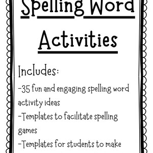 Spelling Words Bundle-35 Fun and Engaging Activities to Use With Any ...