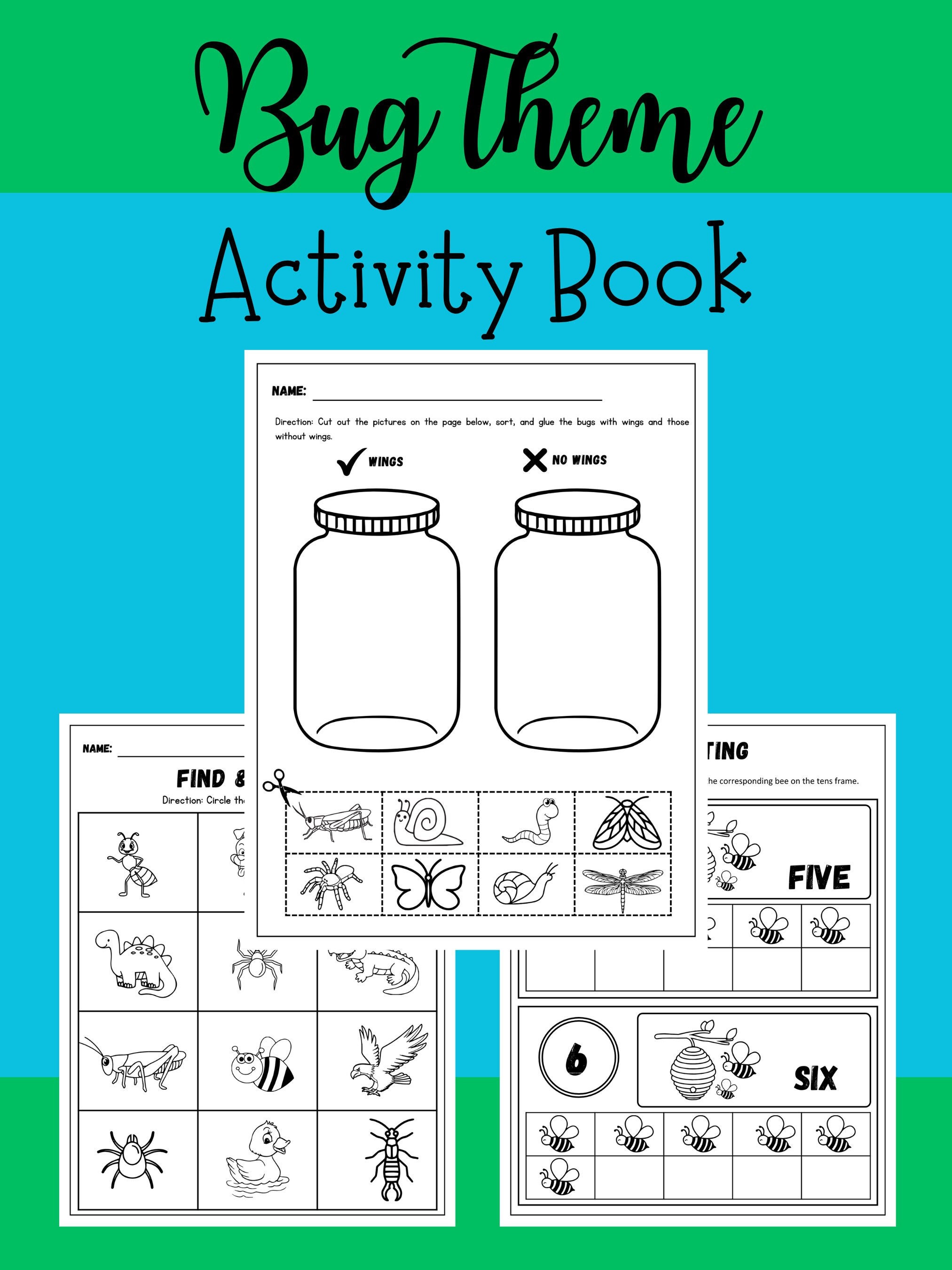 Bug Themed Workbook-letter Recognition, Number Recognition, Counting ...