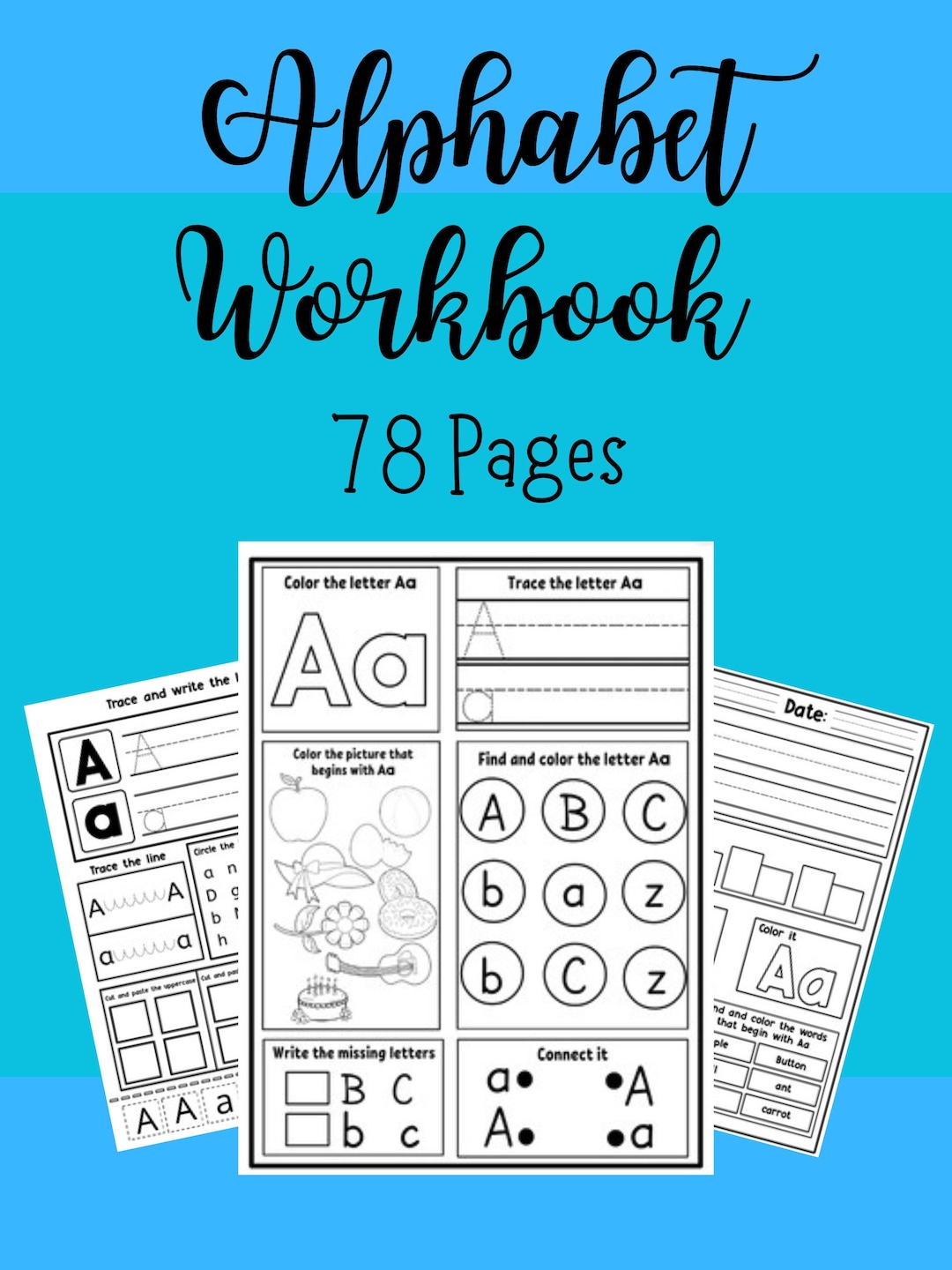 Alphabet Activities Workbook-all 26 Letters Included-3 Pages for Each ...