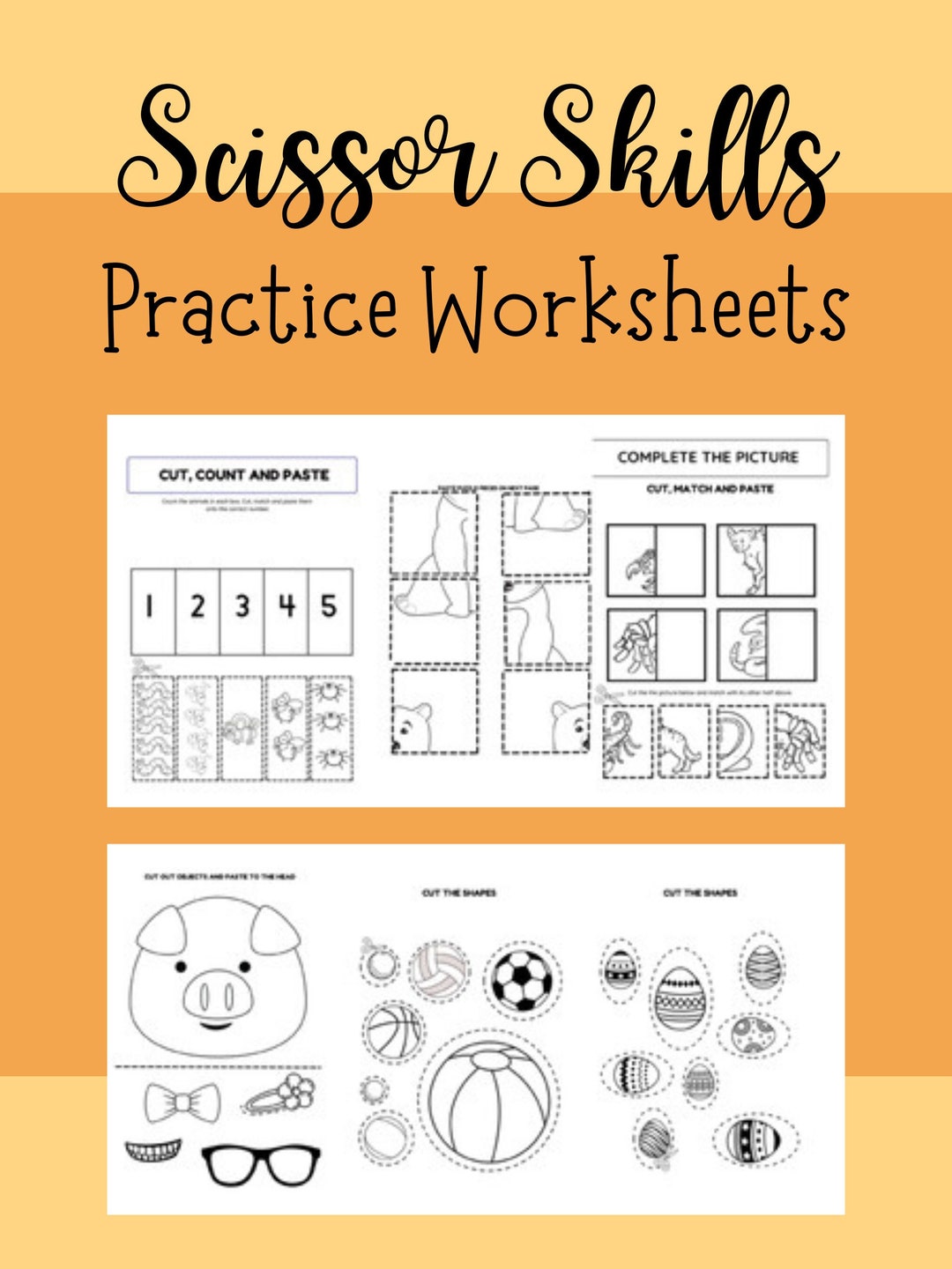 Scissor Skills Worksheets-fine Motor Practice-prek to 1st Grade ...