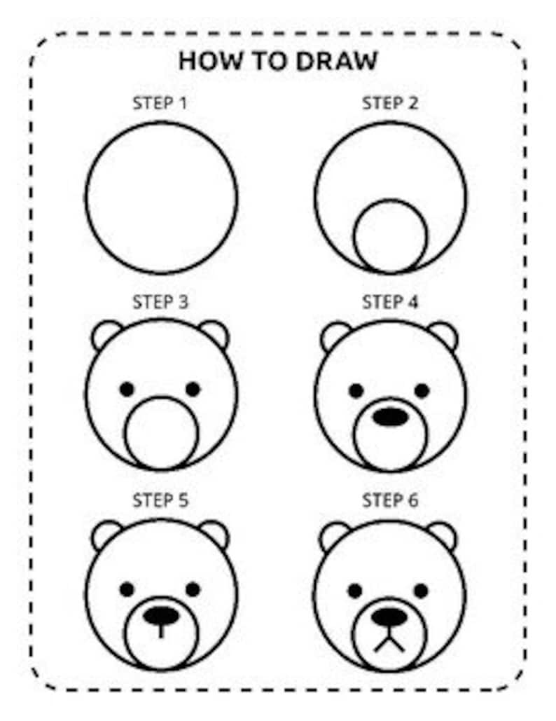 Step-by-step Drawing Guide for Kids- Learn to Draw Animals-printable ...