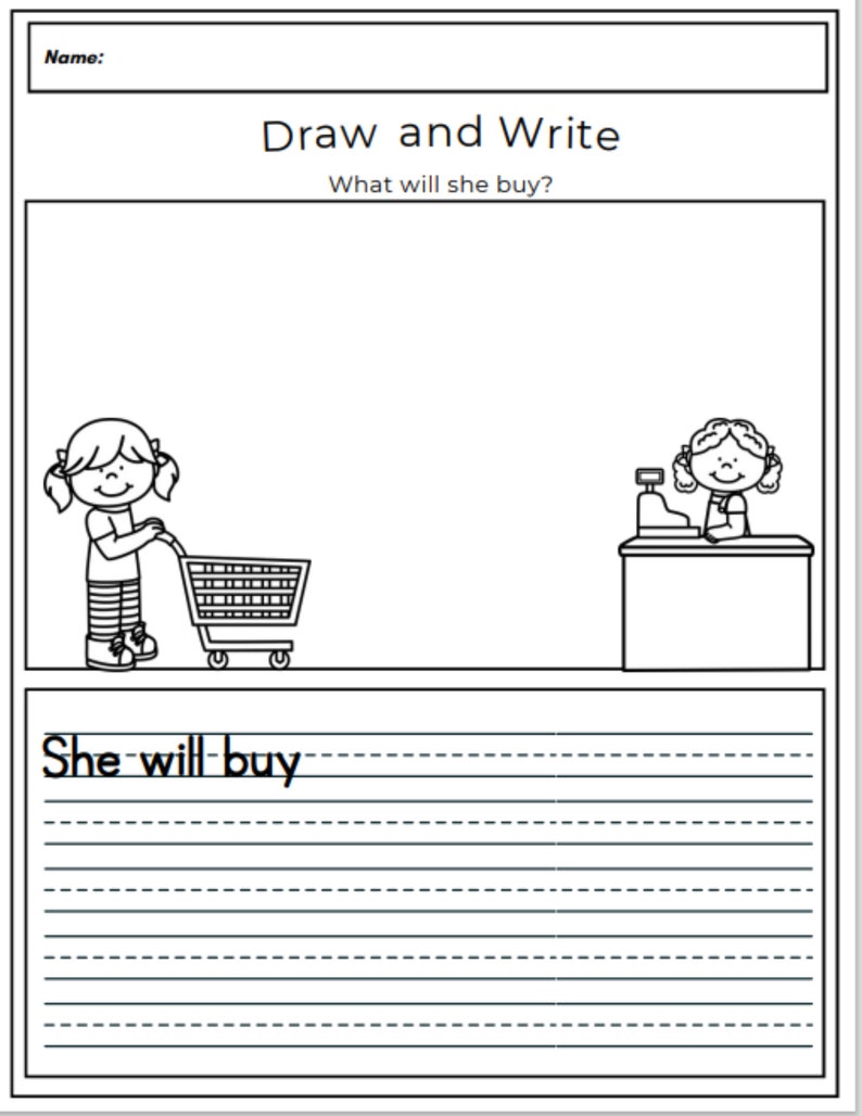 Draw & Write Printable Worksheets-48 Prompts-kindergarten to 2nd Grade ...