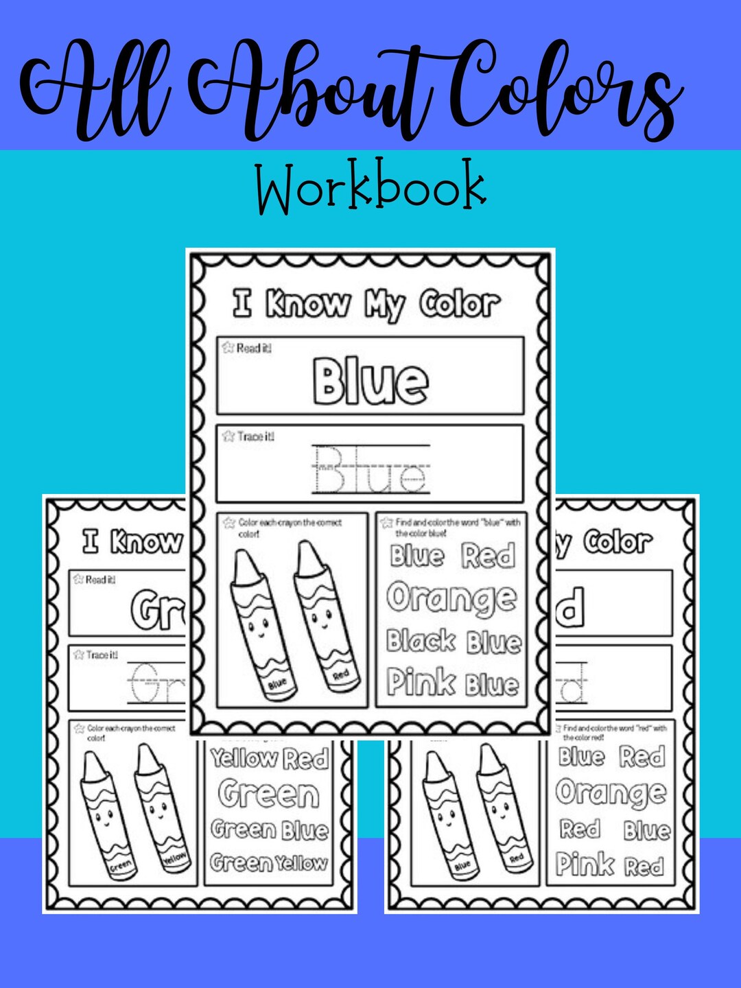 All About Color Workbook With Cover-prek to 1st Grade Printable ...