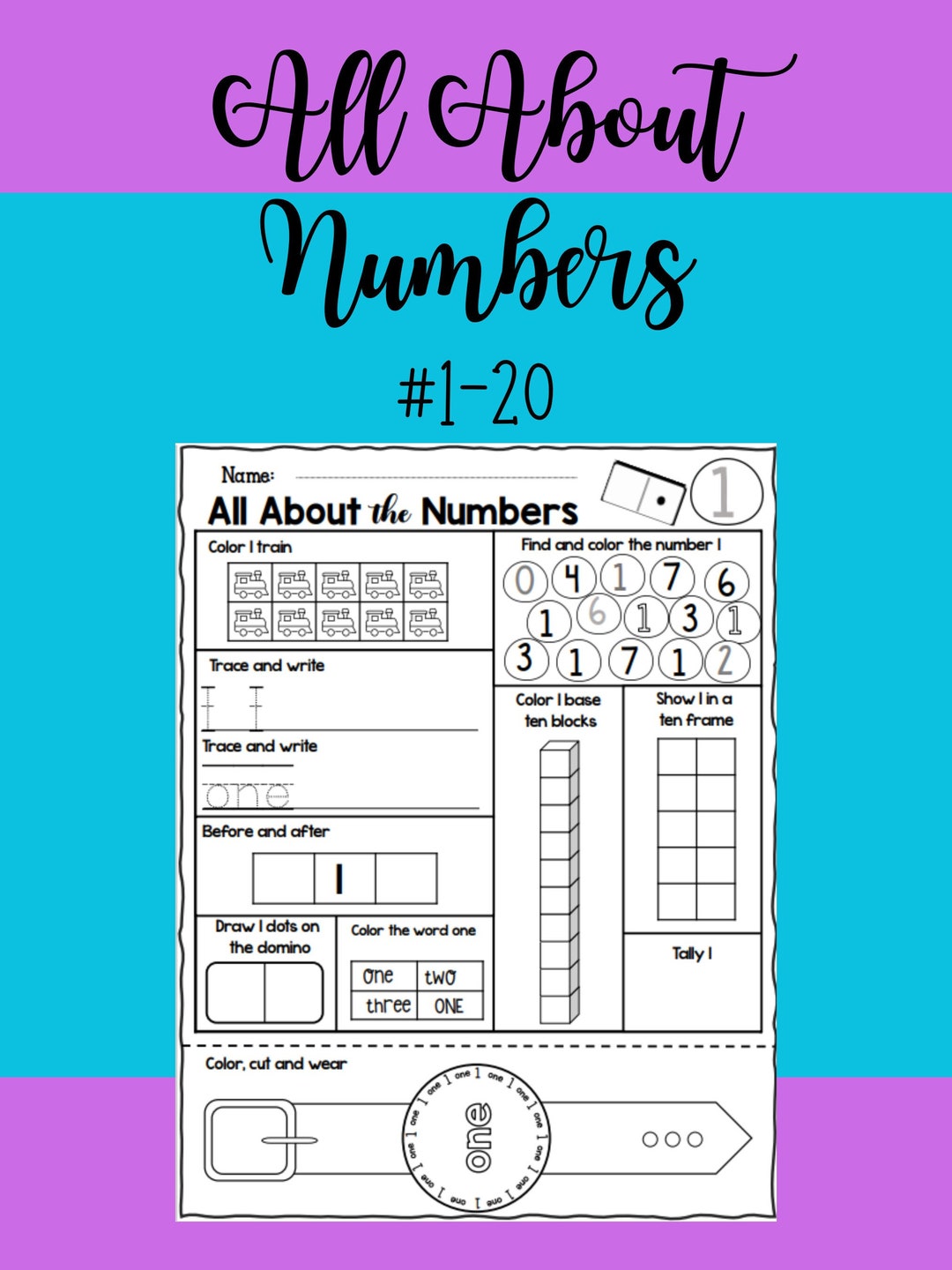 Numbers 1-20 Math Worksheet-practice Tracing Numbers, Writing Number ...