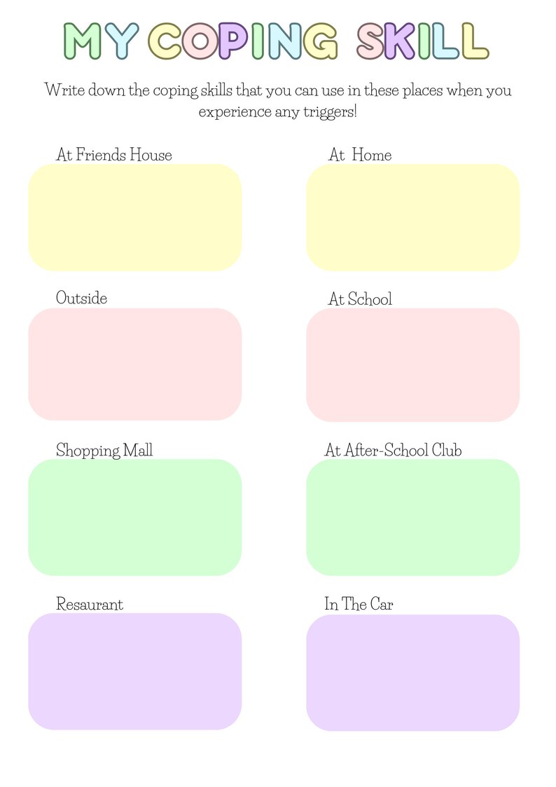 Behavior Workbook for Students-coping Skills-behavior Chart-trigger ...