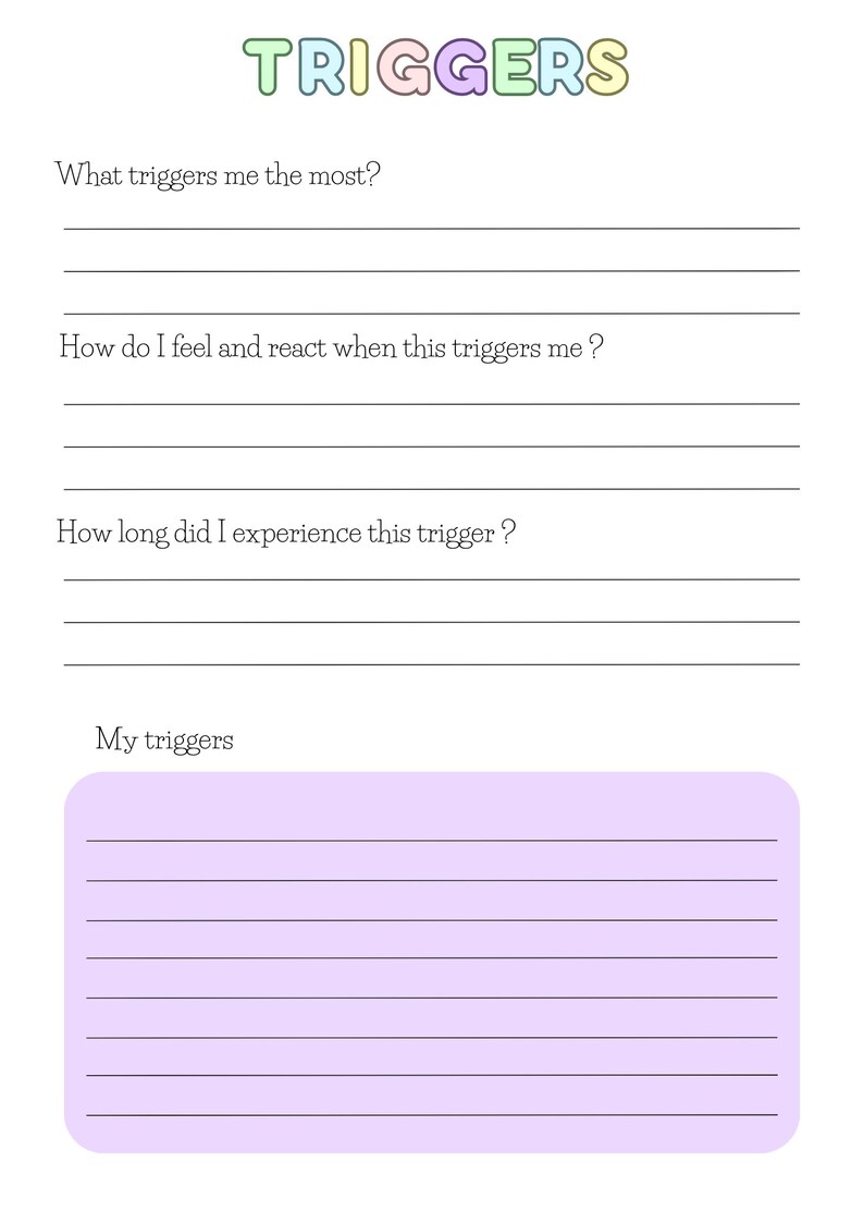 Behavior Workbook for Students-coping Skills-behavior Chart-trigger ...