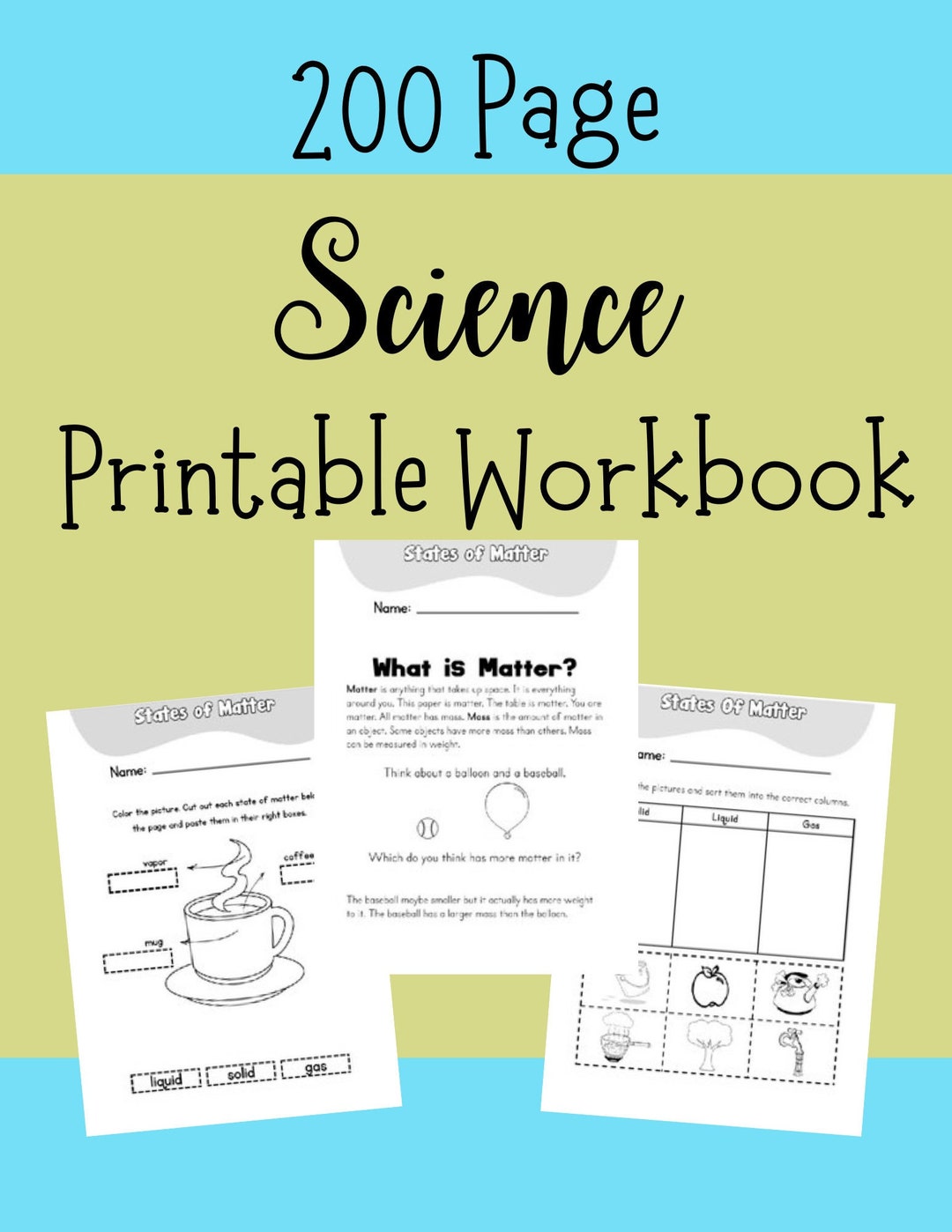 200 Page Printable Science Workbook for First to Third Grade-printable ...