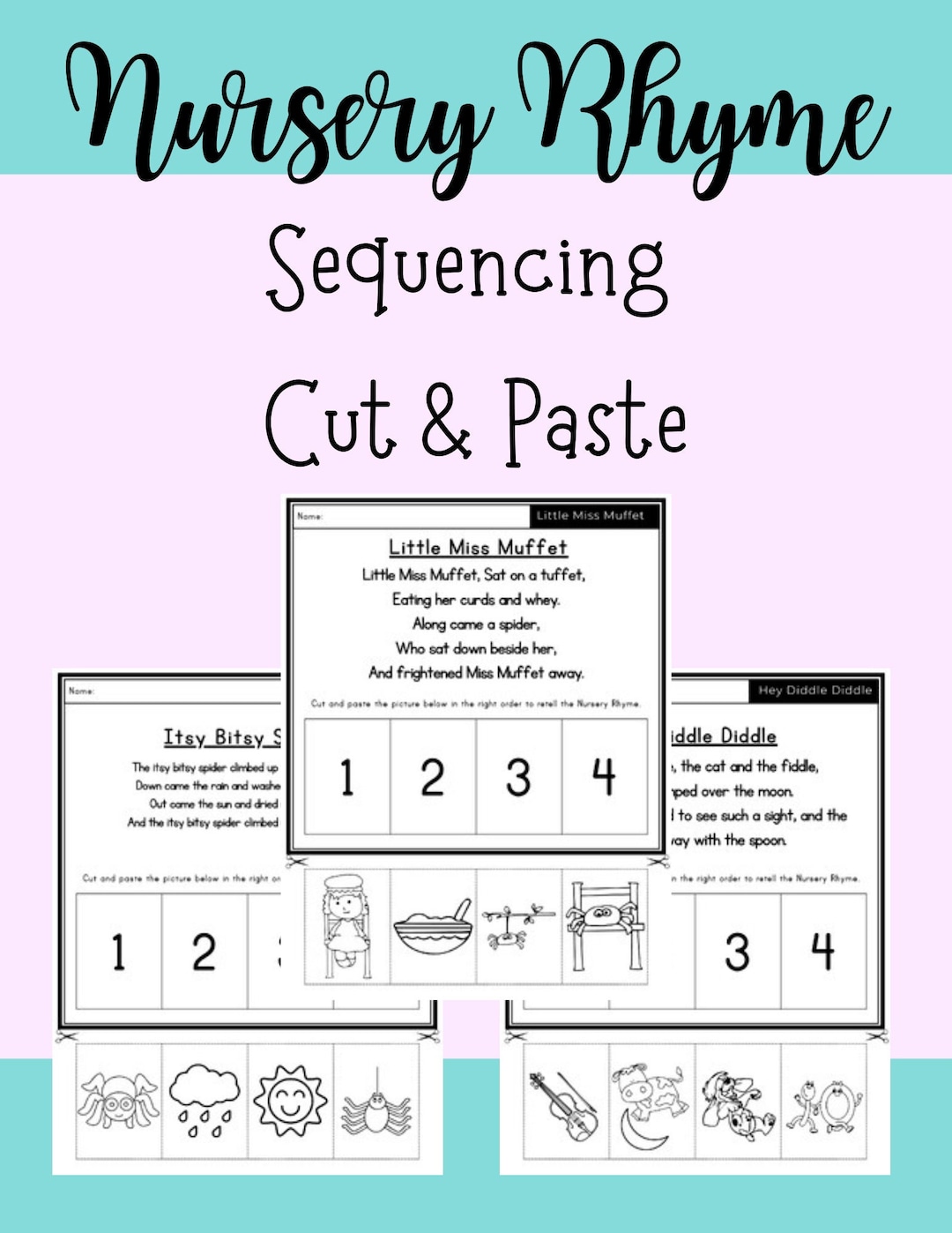 Nursery Rhyme Cut & Paste Sequencing Printable Worksheets-reading ...