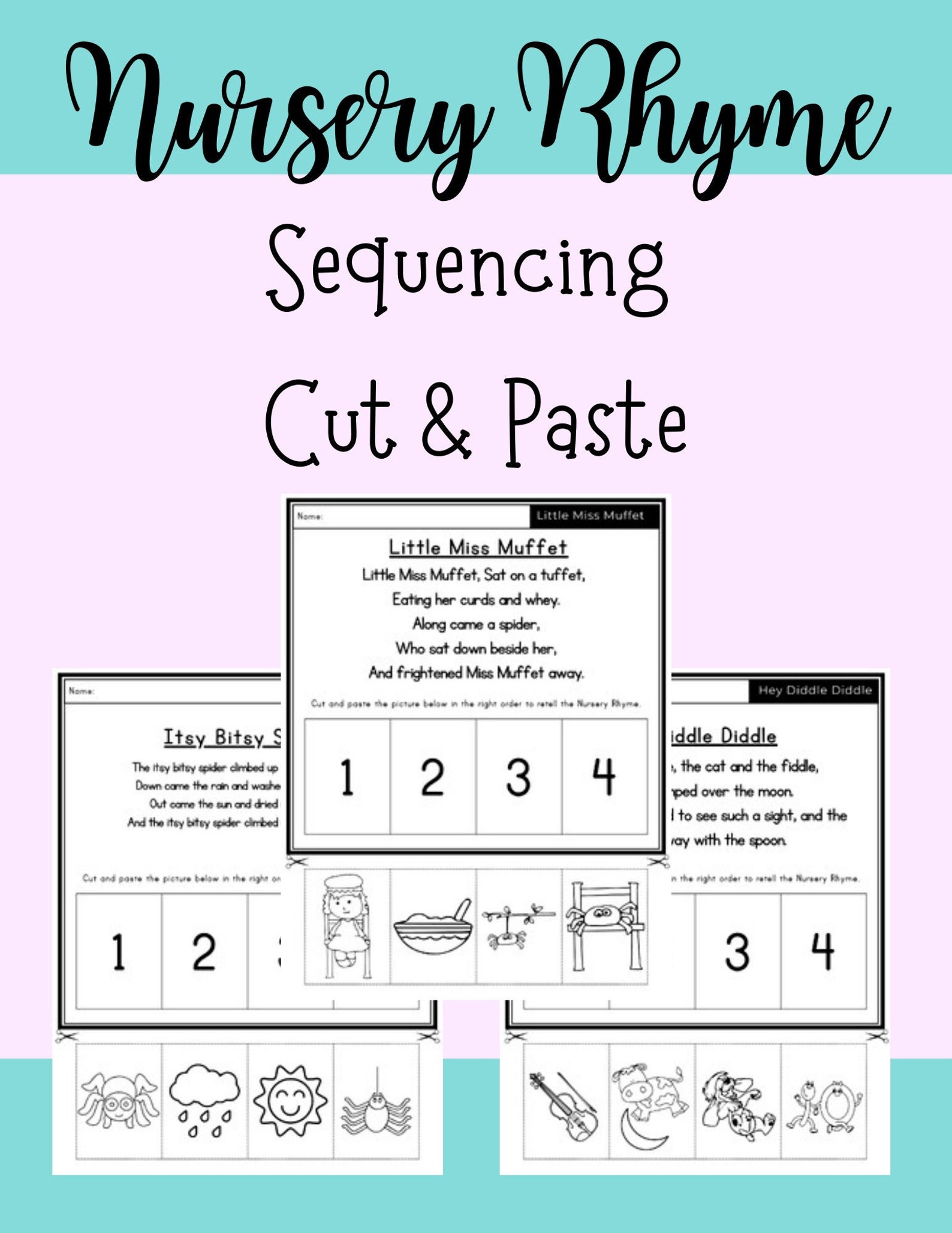 Nursery Rhyme Cut & Paste Sequencing Printable Worksheets-reading ...