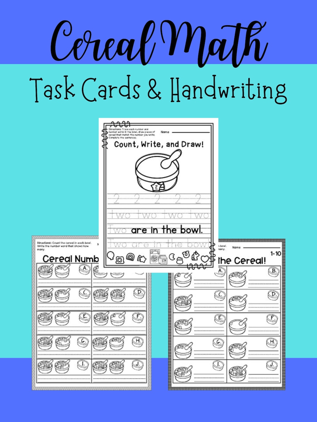 Cereal Math Activities-numbers 0 to 20-task Cards-handwriting-centers ...