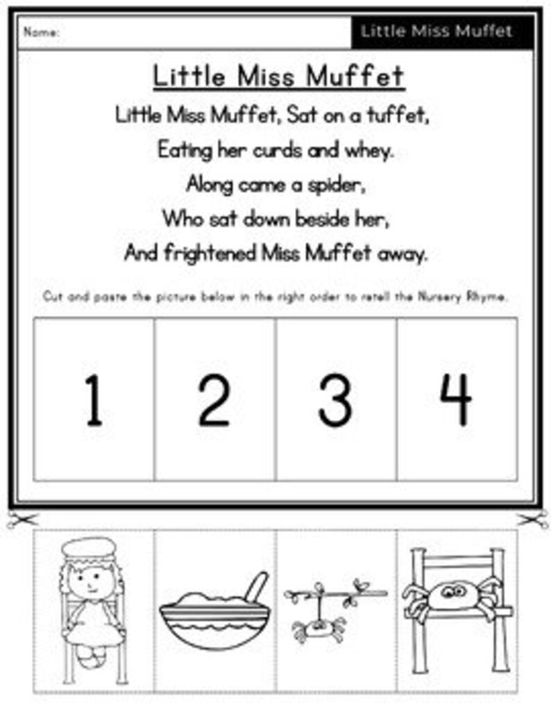 Nursery Rhyme Cut & Paste Sequencing Printable Worksheets-reading ...